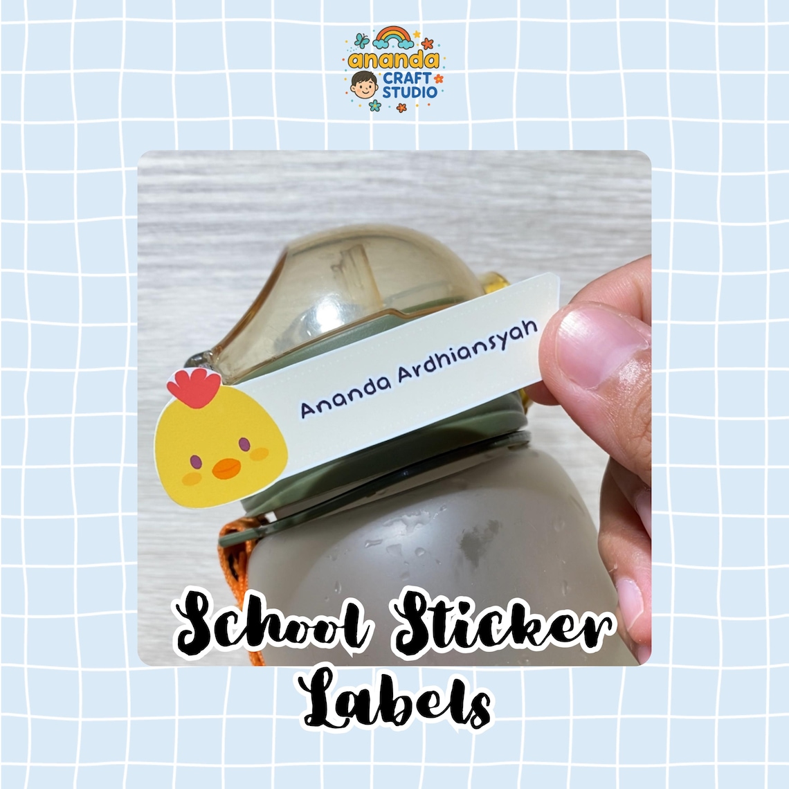 Kids School Name Sticker Labels, Printable Canva Template (digital File ...