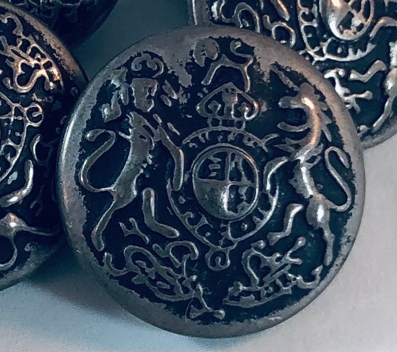 Coat of Arms Buttons, Dark Silver, Shank Type, Set of 8 - Etsy