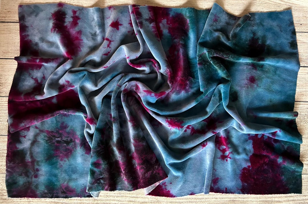 Cotton Velour Fabric Hand Dyed, Snow Dyed 21" X 36", Just Over Half a ...
