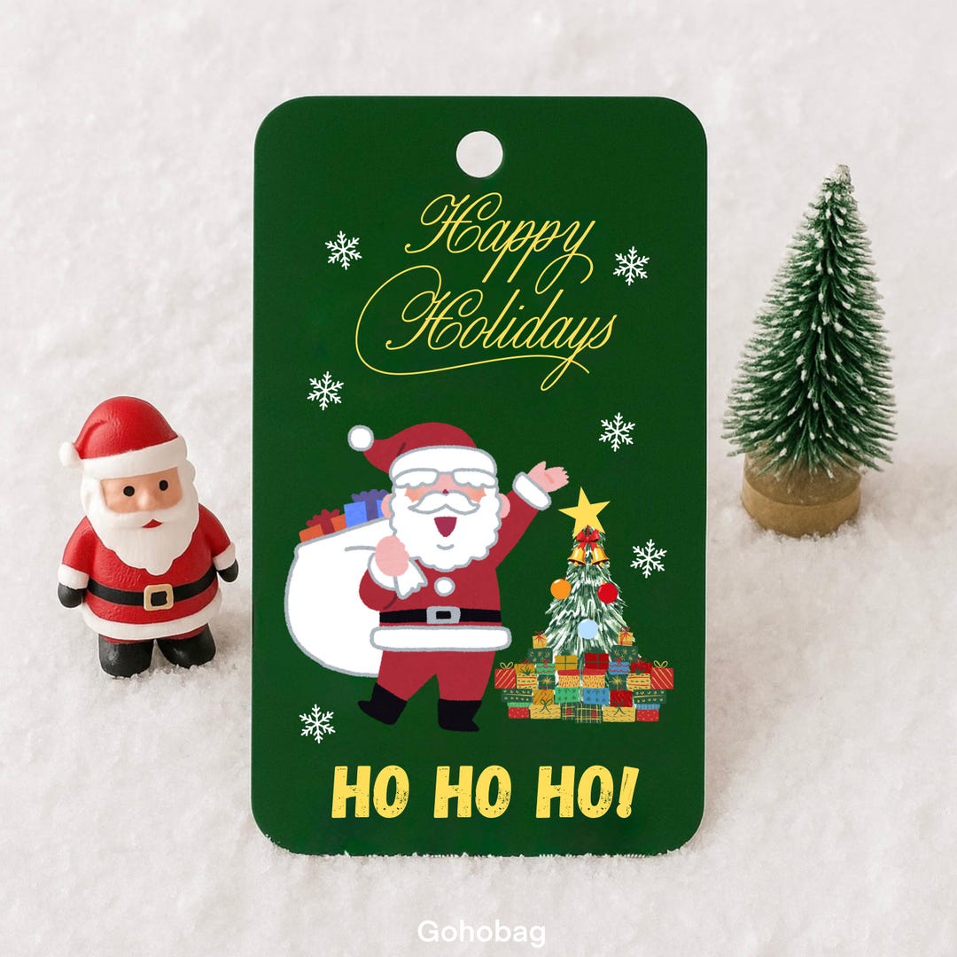 Green Santa Christmas Gift Tag | Ho Ho Ho Holiday Favor Tag | Printable ...