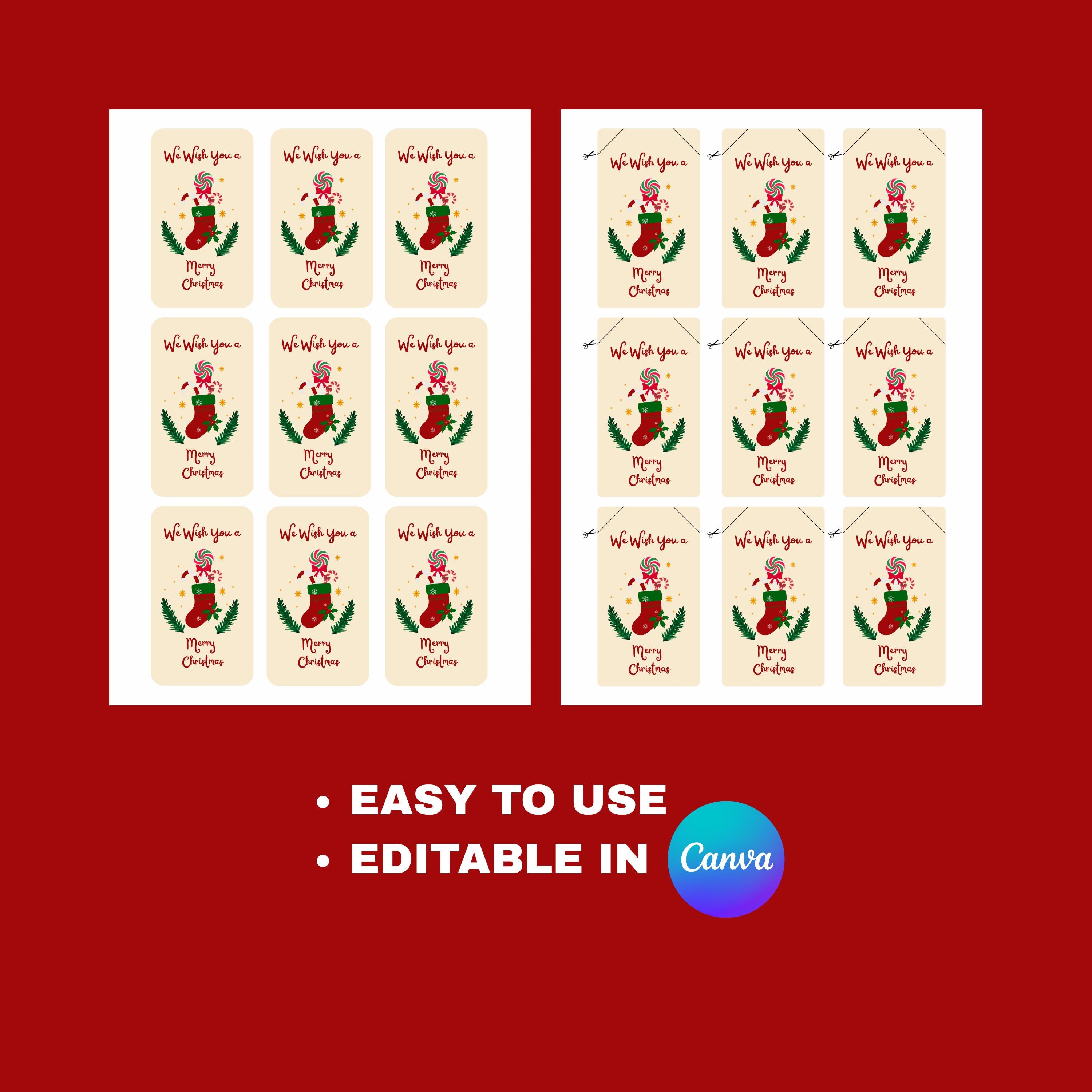 Editable Christmas Gift Tag Template With Candy Inside Stockings ...