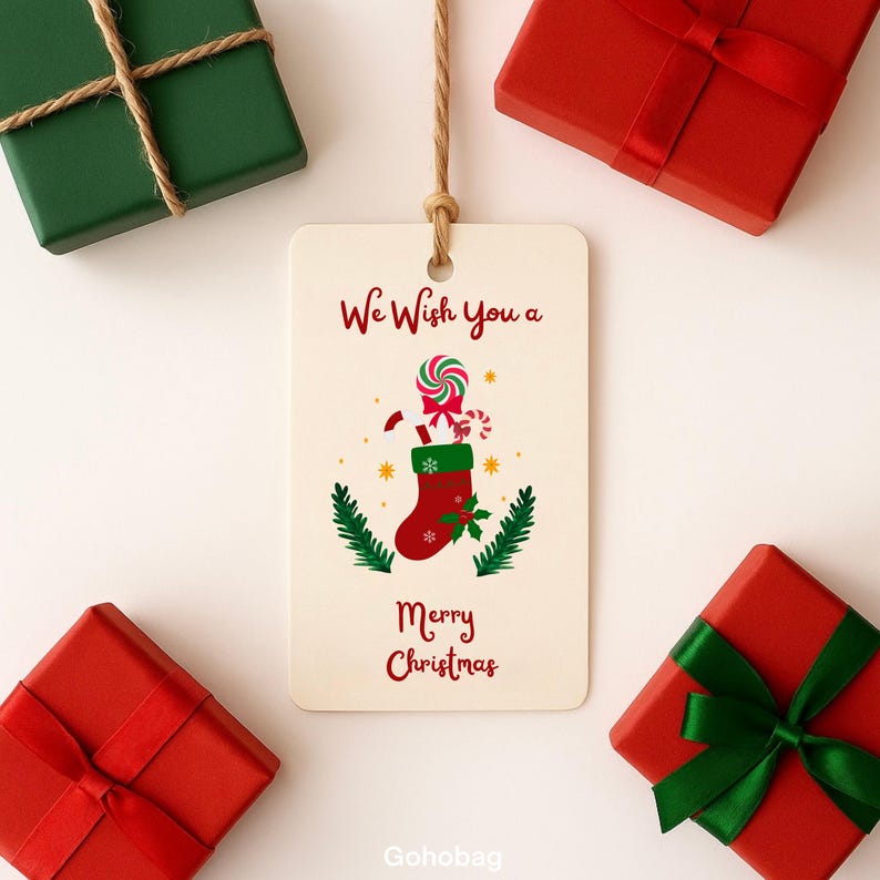 Editable Christmas Gift Tag Template With Candy Inside Stockings ...