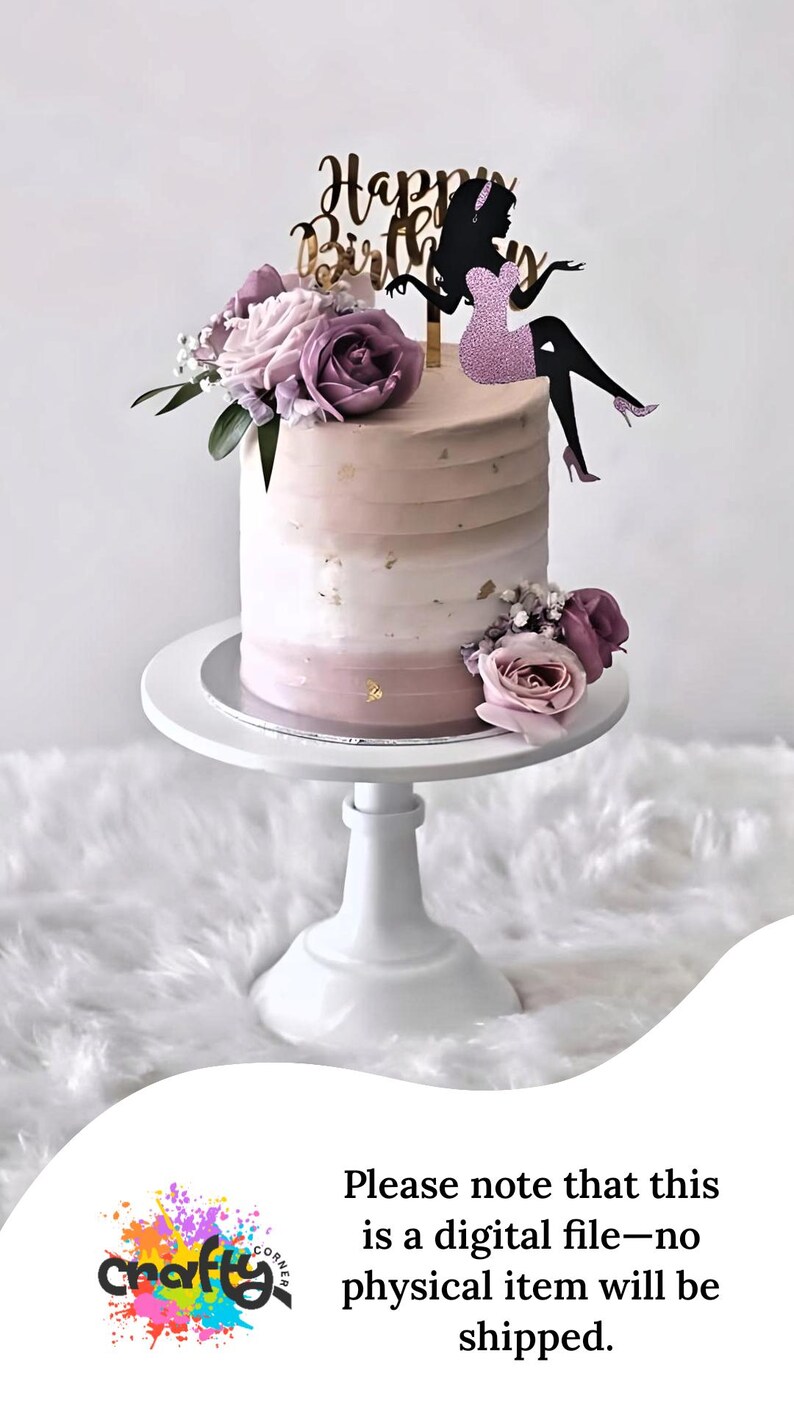 Sitting Lady Cake Topper SVG | Woman Silhouette Cut File | Cake Topper ...