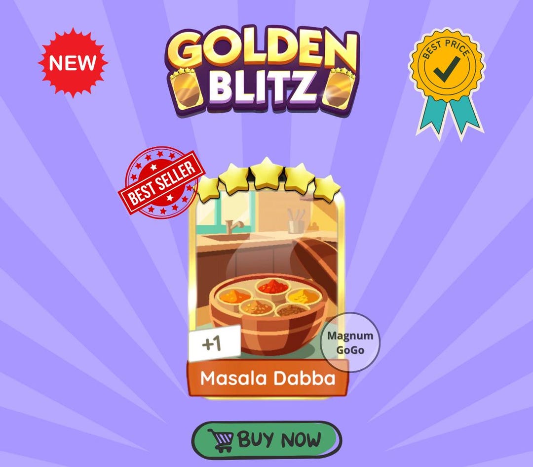 Golden Blitz Monopoly Go Stickers: Masala Dabba Set 17 - Bon Appetit - Etsy