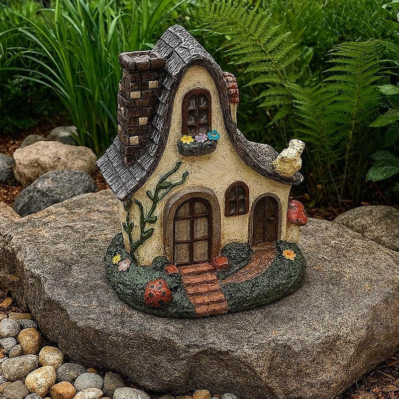 Fairy House Cottage Garden Decor – Whimsical Mini House Statue for ...