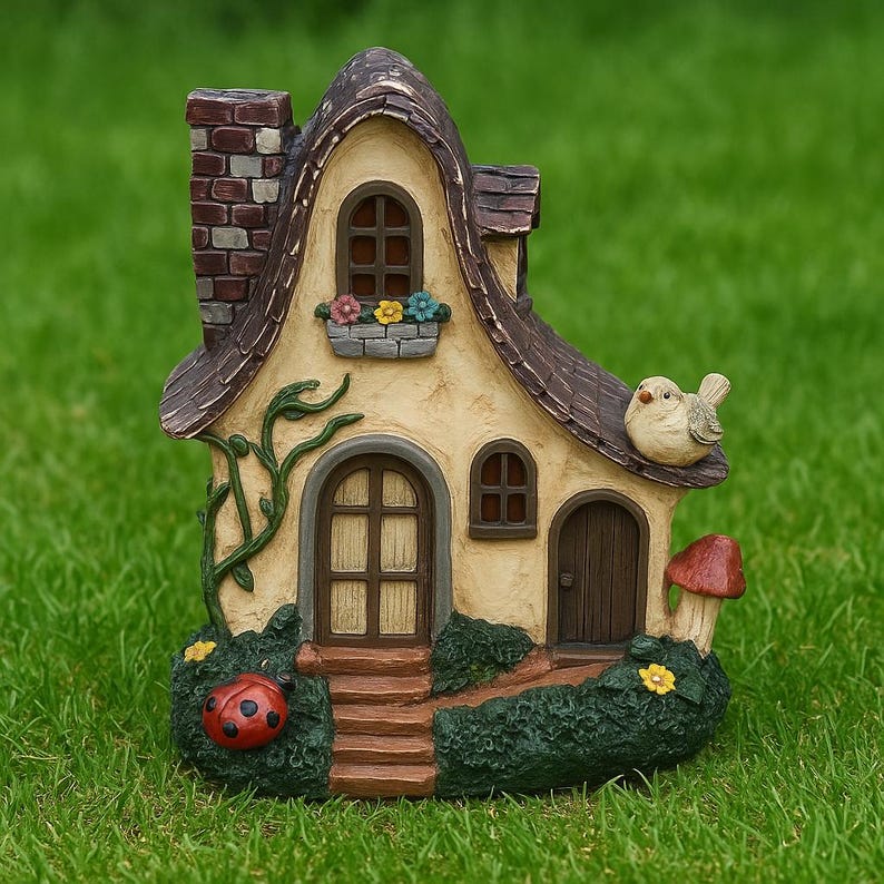 Fairy House Cottage Garden Decor – Whimsical Mini House Statue for ...