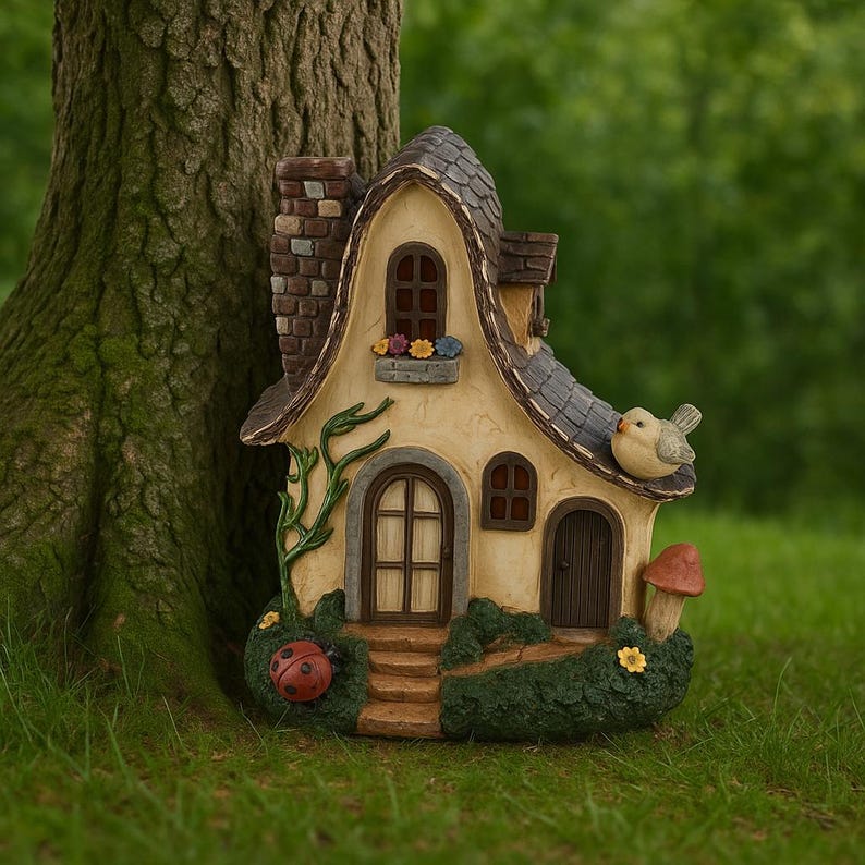 Fairy House Cottage Garden Decor – Whimsical Mini House Statue for ...