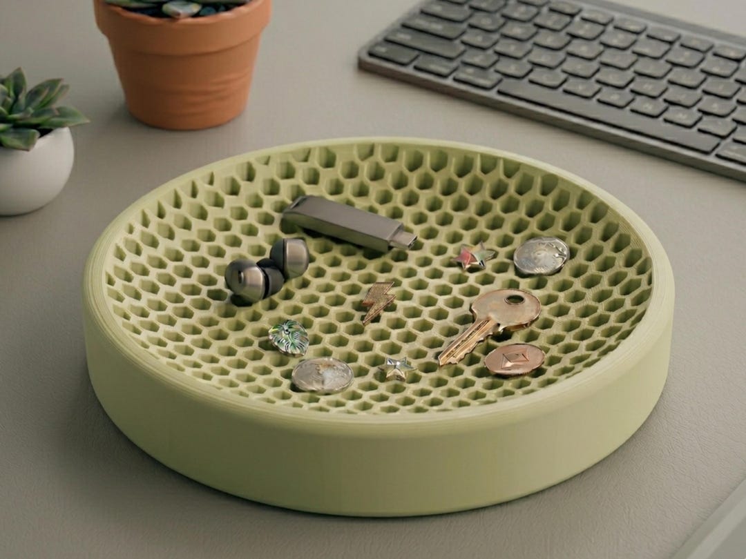 Honeycomb Desk Organizer Tray STL | Minimalist Round 3D Printable ...