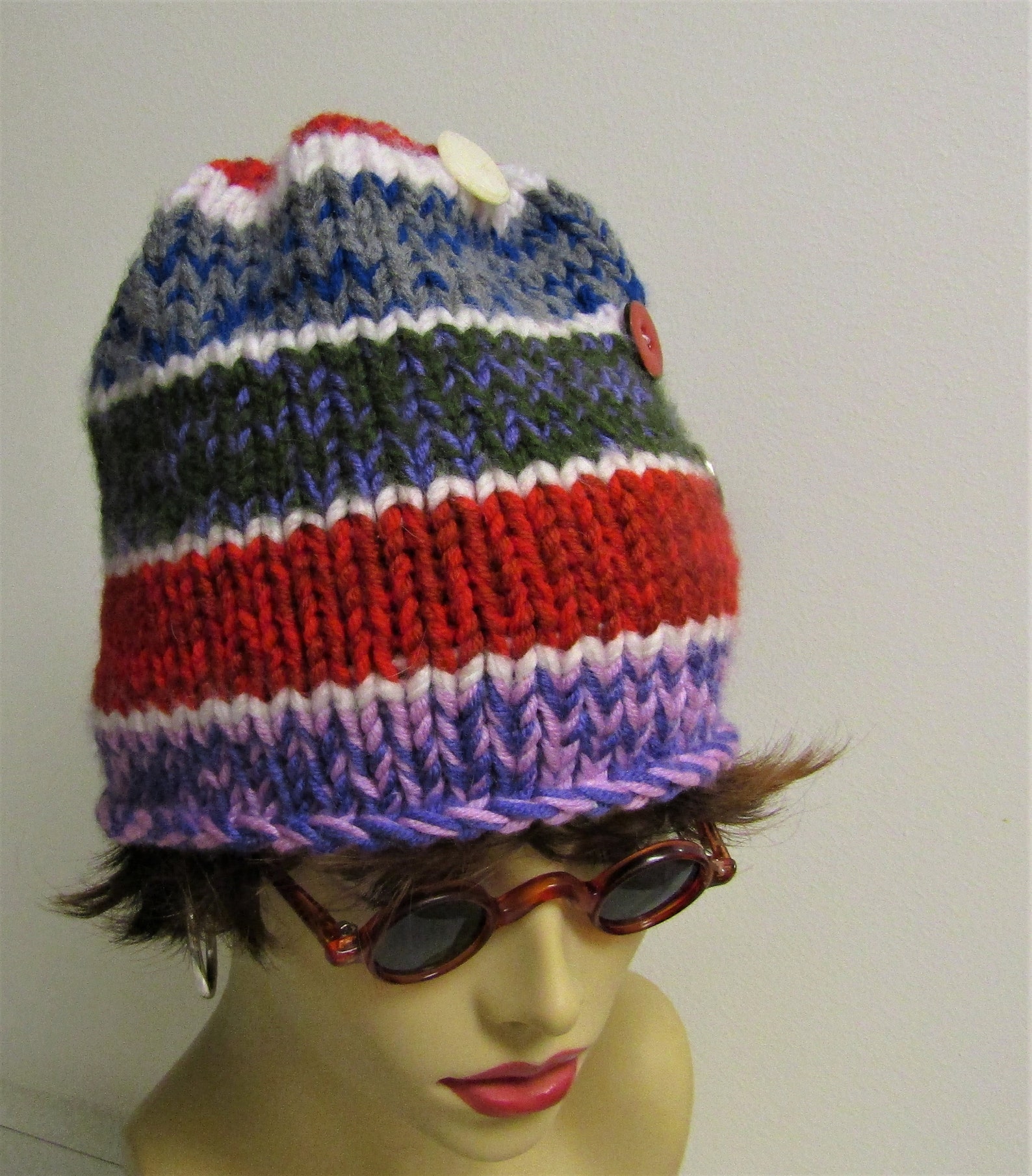 Squared Crown Hat With Matching Buttons - Etsy