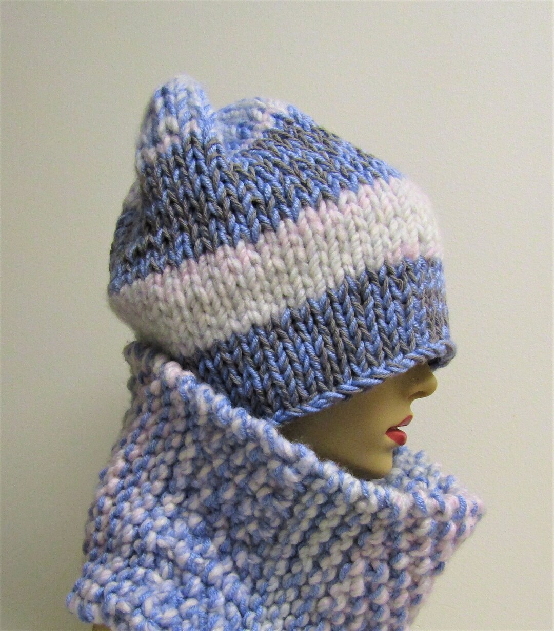 Soft Bagged Hat With Matching Pull Over Cowl - Etsy