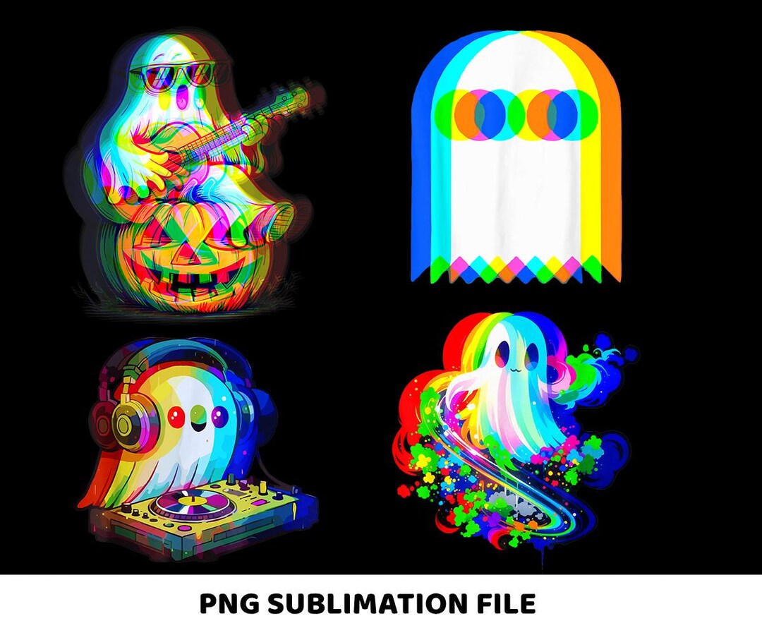 Ghost Trippy Vaporwave Halloween Png, Techno Rave EDM Music Png, Ghost ...