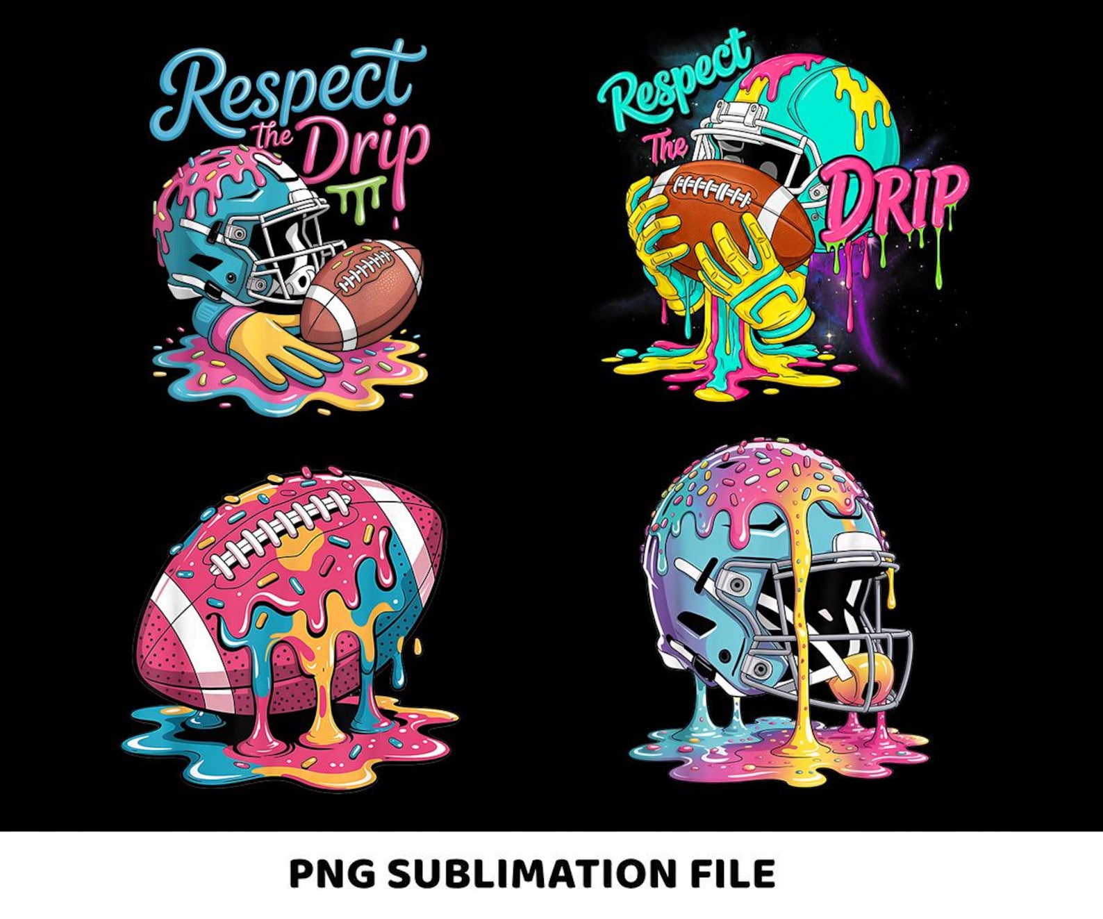 Football Drip PNG Bundle Png, Ice Cream Drip Png, Respect the Drip ...