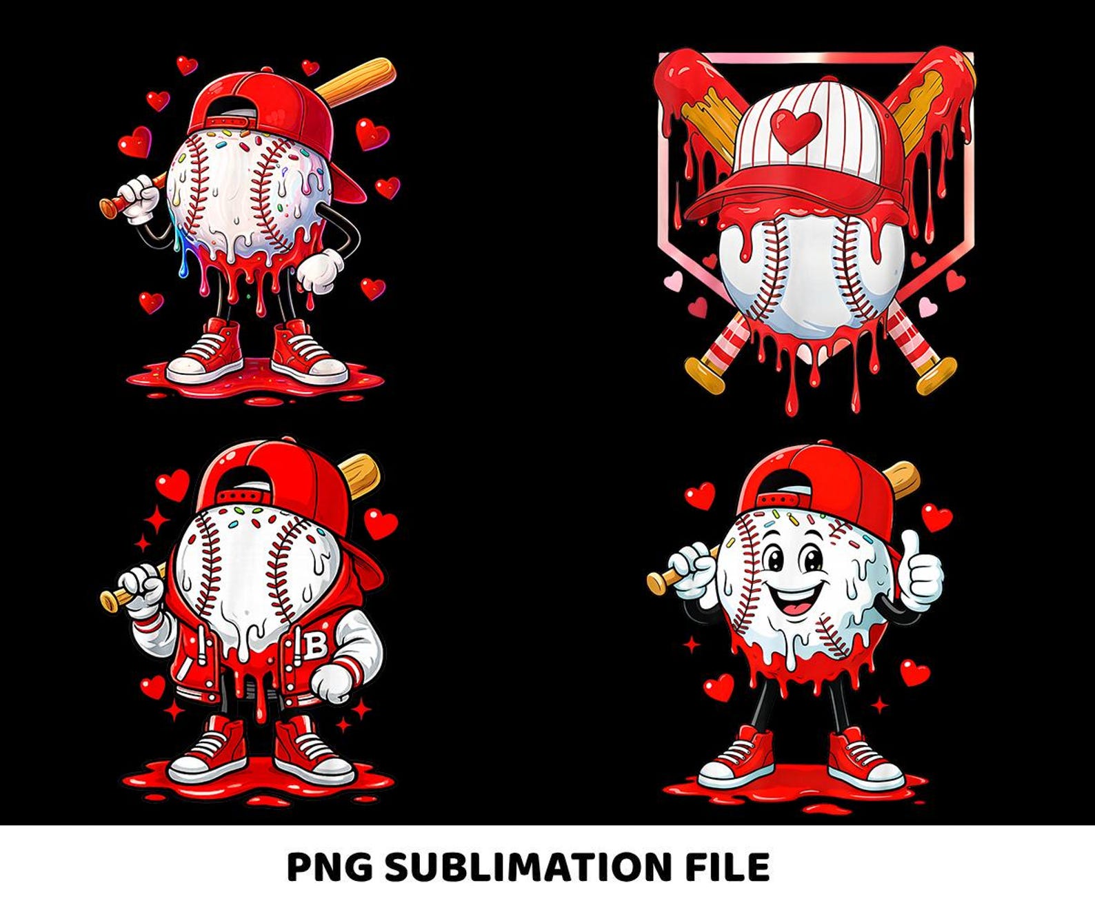Baseball Drip Valentines PNG, Cool Sports Design for Boys & Men ...