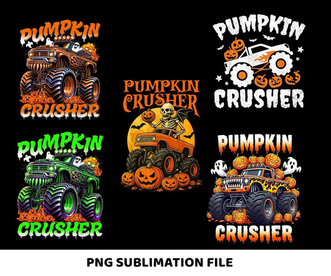 Pumpkin Crusher Monster Truck Ghosts Halloween for Boys PNG, Monster ...