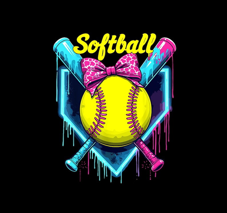 Softball Ice Cream Drip PNG - Etsy