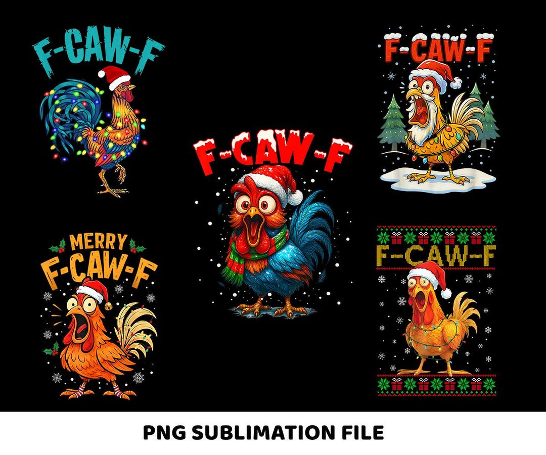 Funny F-CAW-F Chicken & Parrot Christmas Bundle Png, Funny Screaming ...