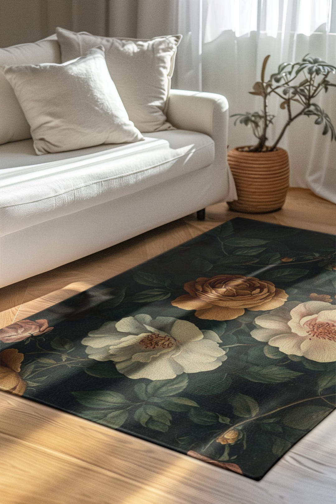 Vintage Style Victorian Floral Rug - Area Rug - Lightweight Rug for ...