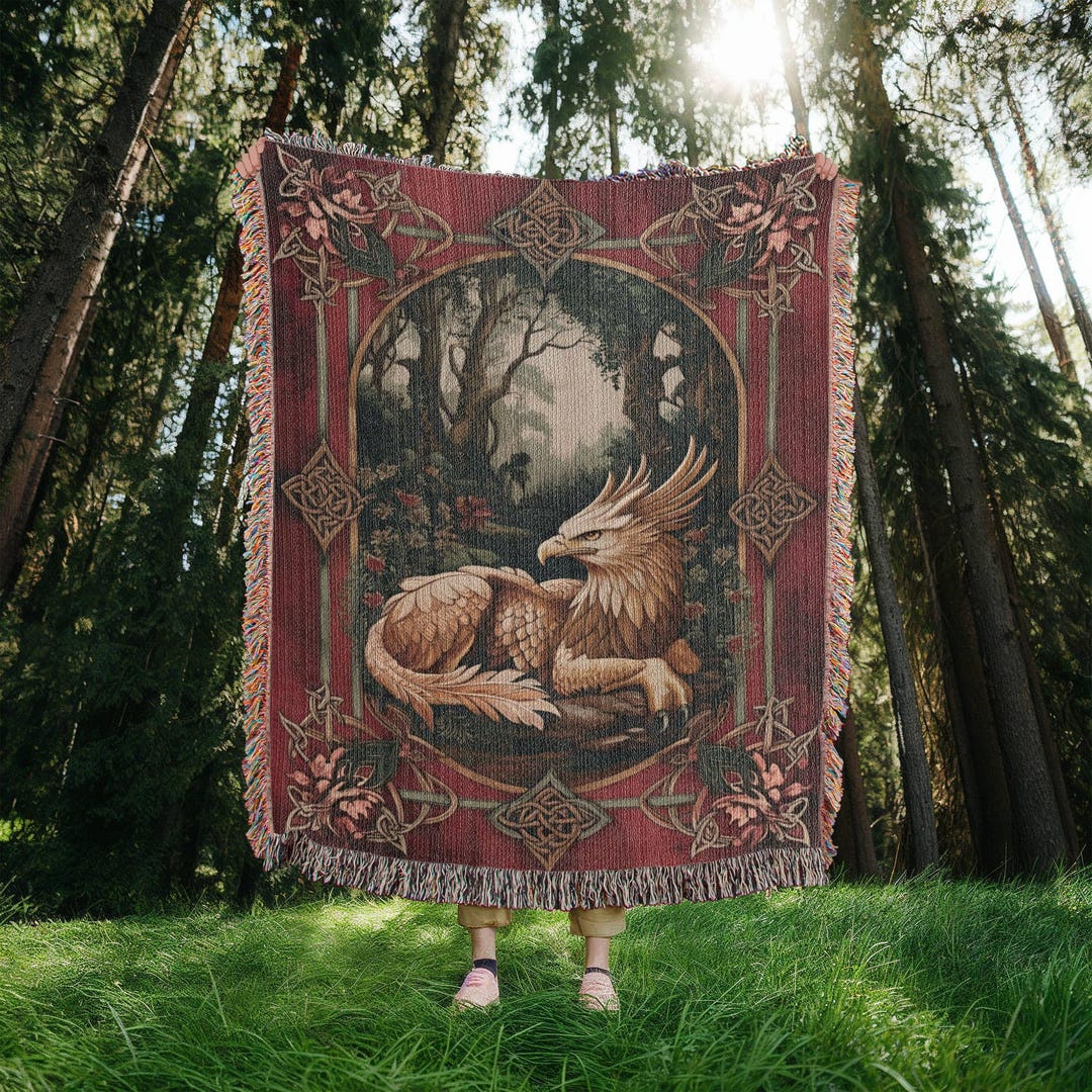 Medieval Mystical Griffin Woven Blanket – Vintage Folklore-inspired ...