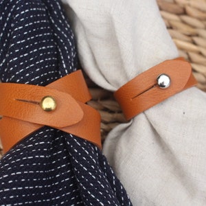 Whiskey Leather Napkin Rings, Tan Double Wrap Napkin Rings, Classic ...