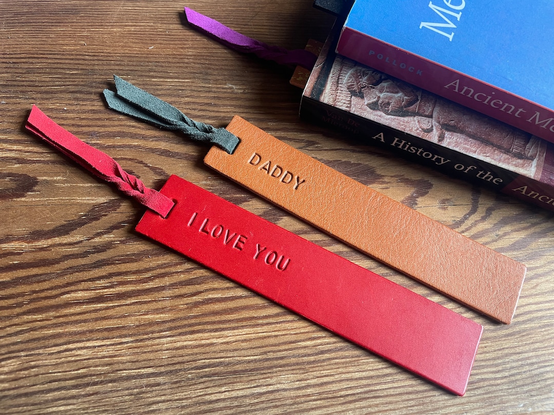 Personalised Leather Bookmark, Bookmark With Contrasting Suede Twist ...