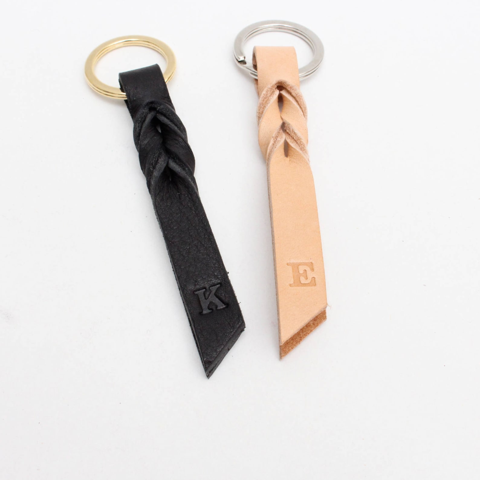 Tan Leather Keyring With Twist Detail - Etsy