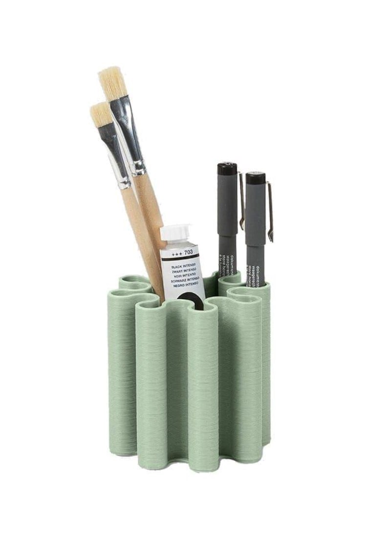 Modern Wavy Pen Holder – Colorful Desk Organizer | Aesthetic Pencil Pot ...