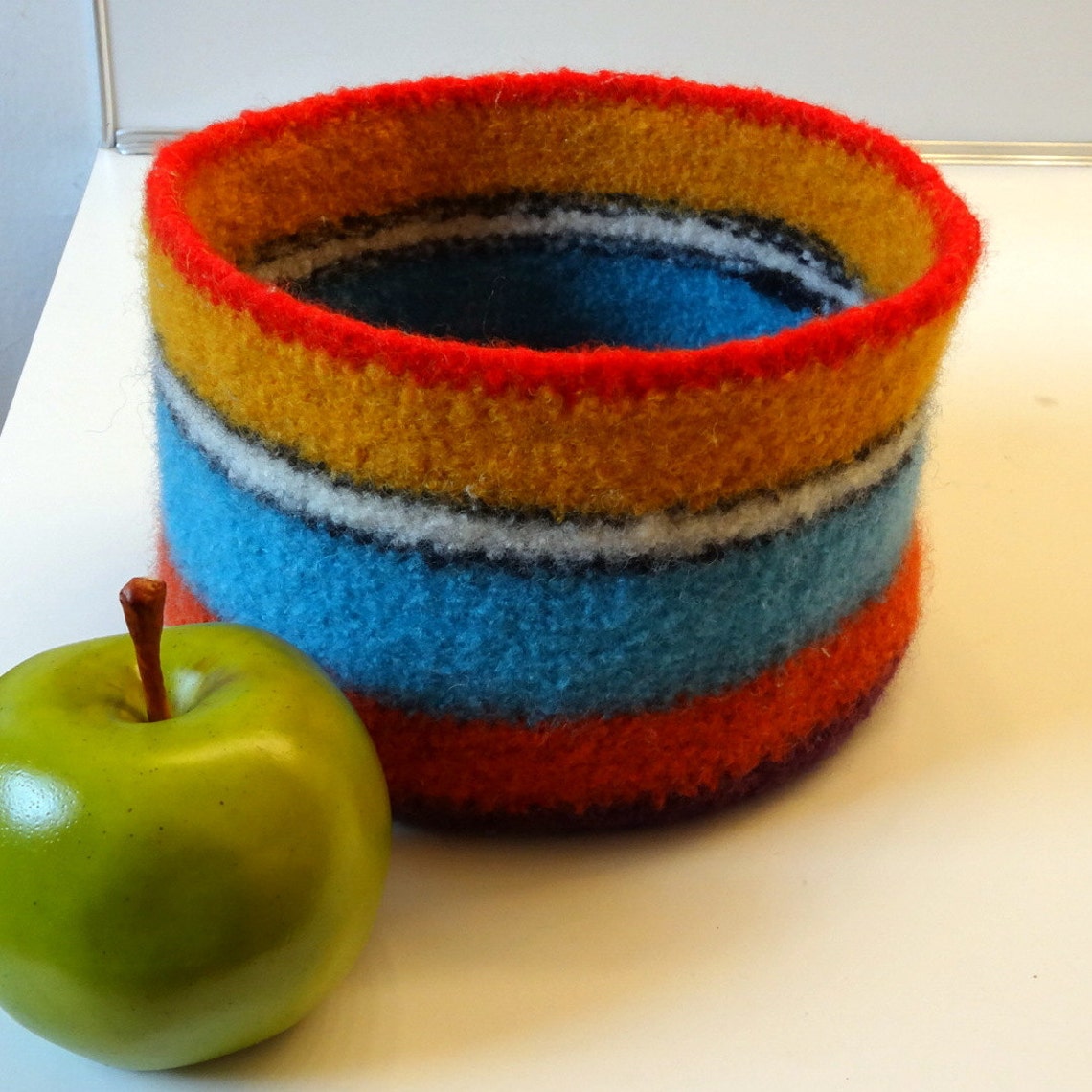 Multi-color Stripe Wool Felted Basket - Free Shipping Within USA - Etsy