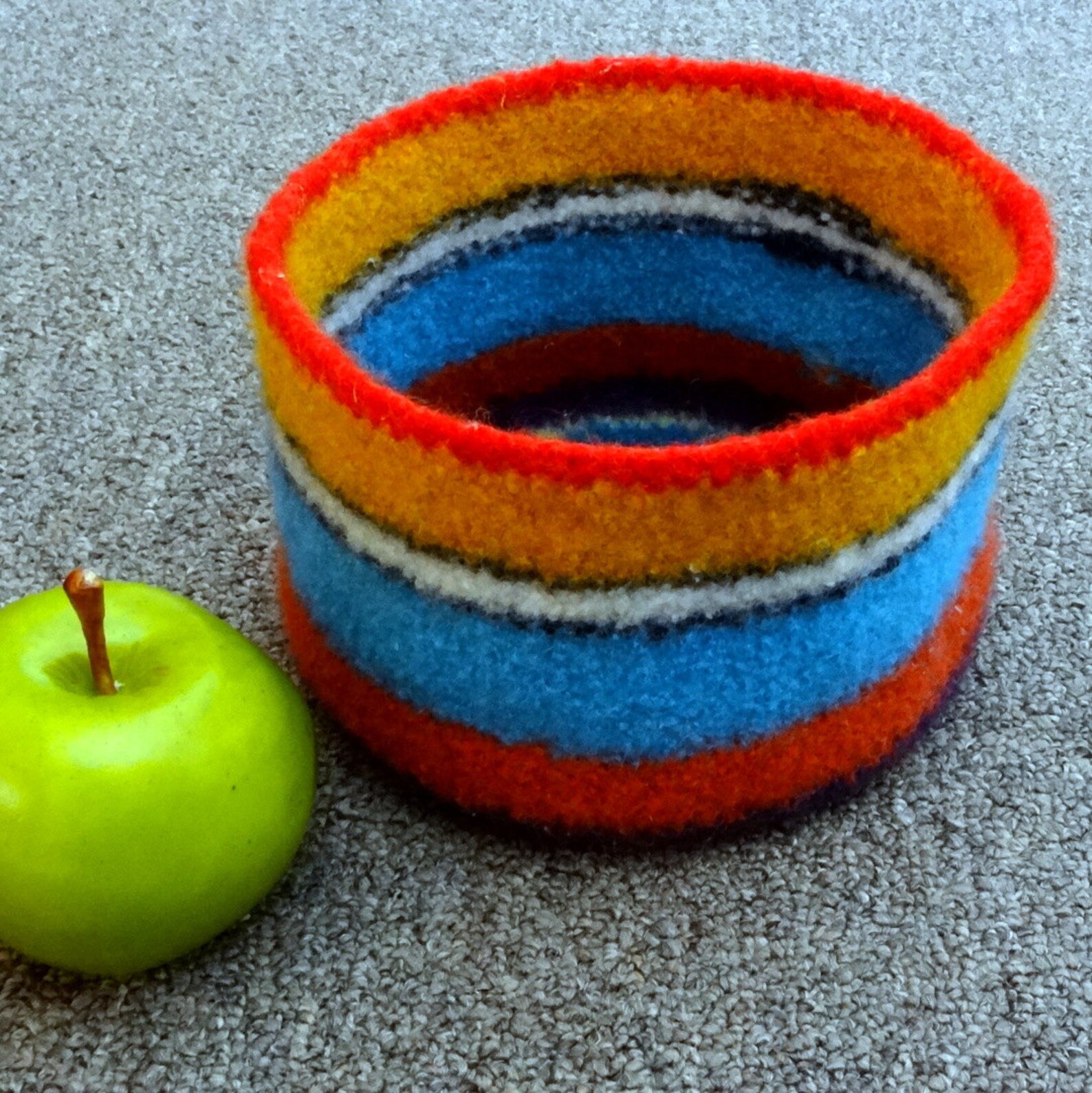 Multi-color Stripe Wool Felted Basket - Free Shipping Within USA - Etsy