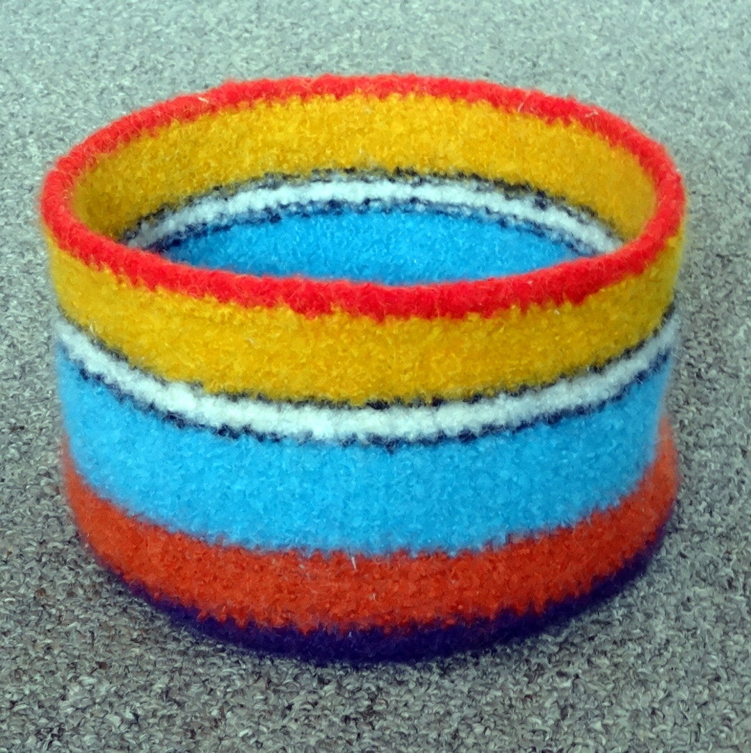 Multi-color Stripe Wool Felted Basket - Free Shipping Within USA - Etsy