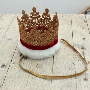 SANTA CLAUS Crown Baby Santa Claus Christmas Fur Lace Crown Headband ...