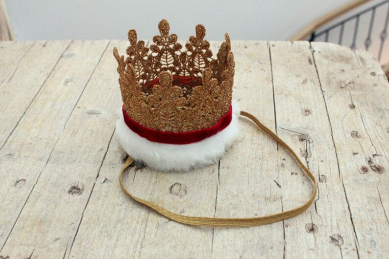 SANTA CLAUS Crown Baby Santa Claus Christmas Fur Lace Crown Headband ...