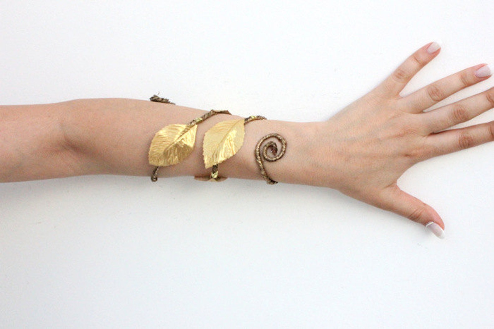 Gold ATHENA Forearm Woodland Cuff Bohemian Bracelet Floral - Etsy