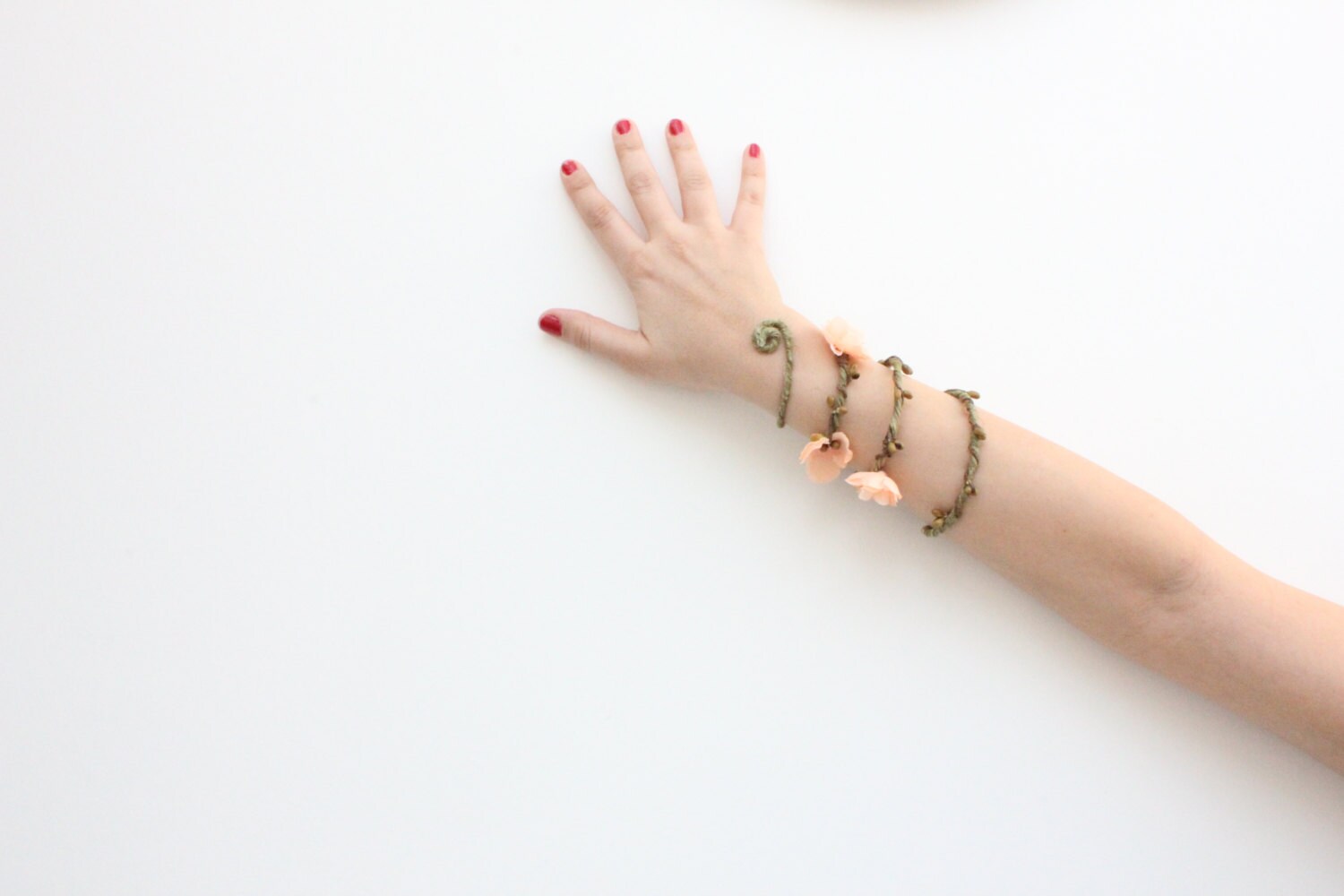 Peach Woodland Forearm Woodland Cuff Bohemian Bracelet - Etsy