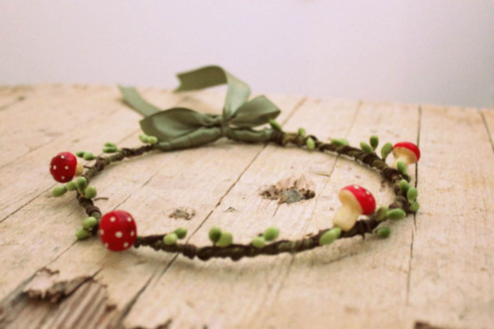 TOADSTOOL Pixie Mushroom Wreath Flower Crown Mushroom Tiara - Etsy