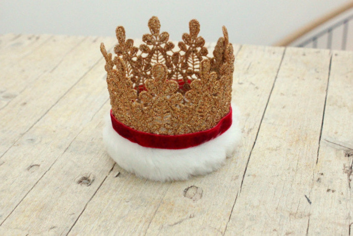 SANTA CLAUS Crown Baby Santa Claus Christmas Fur lace crown headband ...