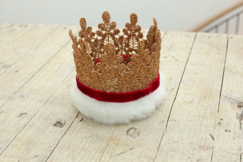 SANTA CLAUS Crown Baby Santa Claus Christmas Fur Lace Crown Headband ...