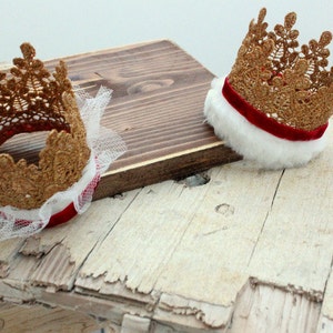 SANTA CLAUS Crown Baby Santa Claus Christmas Fur Lace Crown Headband ...