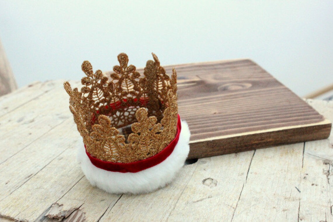 SANTA CLAUS Crown Baby Santa Claus Christmas Fur Lace Crown Headband ...