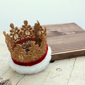 SANTA CLAUS Crown Baby Santa Claus Christmas Fur Lace Crown Headband ...