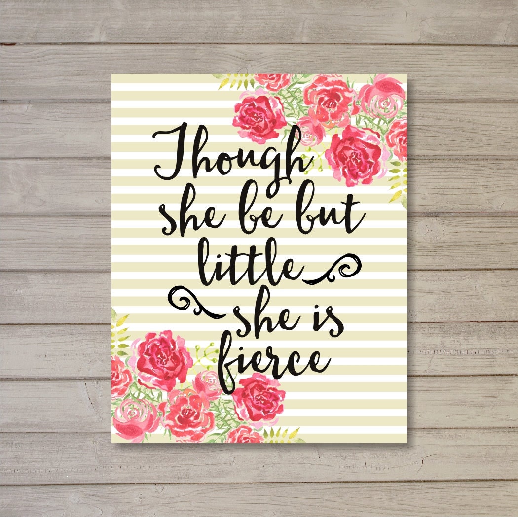 Though She Be but Little She is Fierce Nursery Wall Art | Etsy