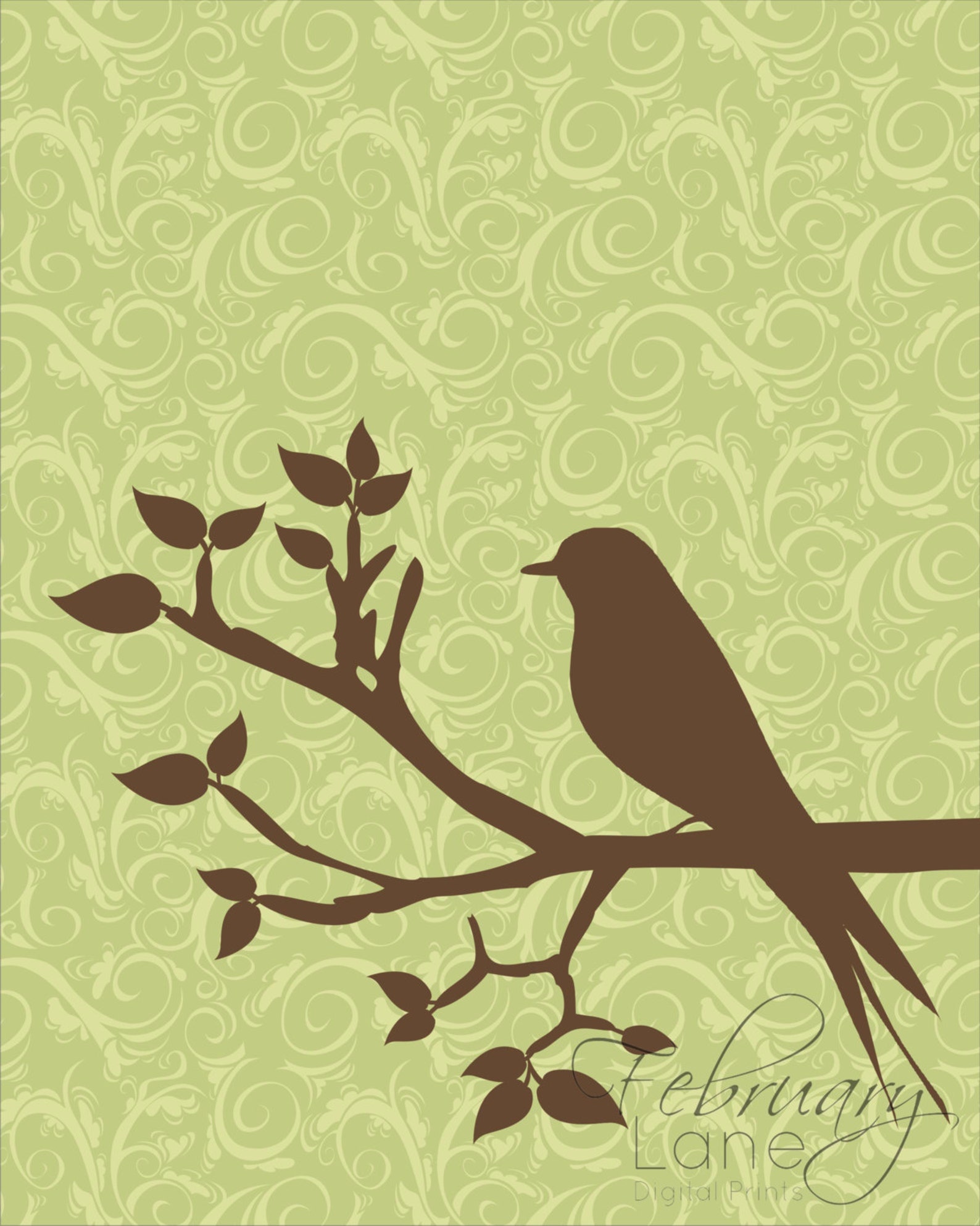 Birds on a Tree Branch - 8x10 - Digital Printable Poster, Flourish ...