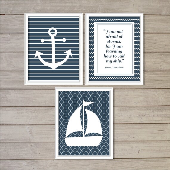 Nautical Nursery Quote Printable Set of 3 8x10 Instant | Etsy