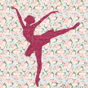 Ballerina Pink Roses Glitter Wall Art Printable Instant Download -set ...