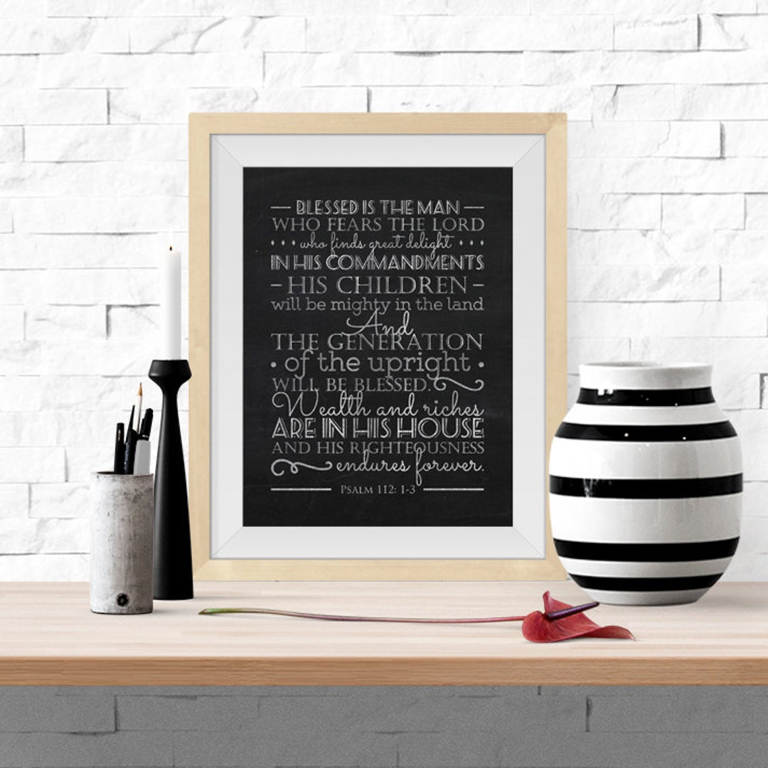Psalm 112 Fathers Day Wall Subway Art Printable -8x10- Gift for Dad ...