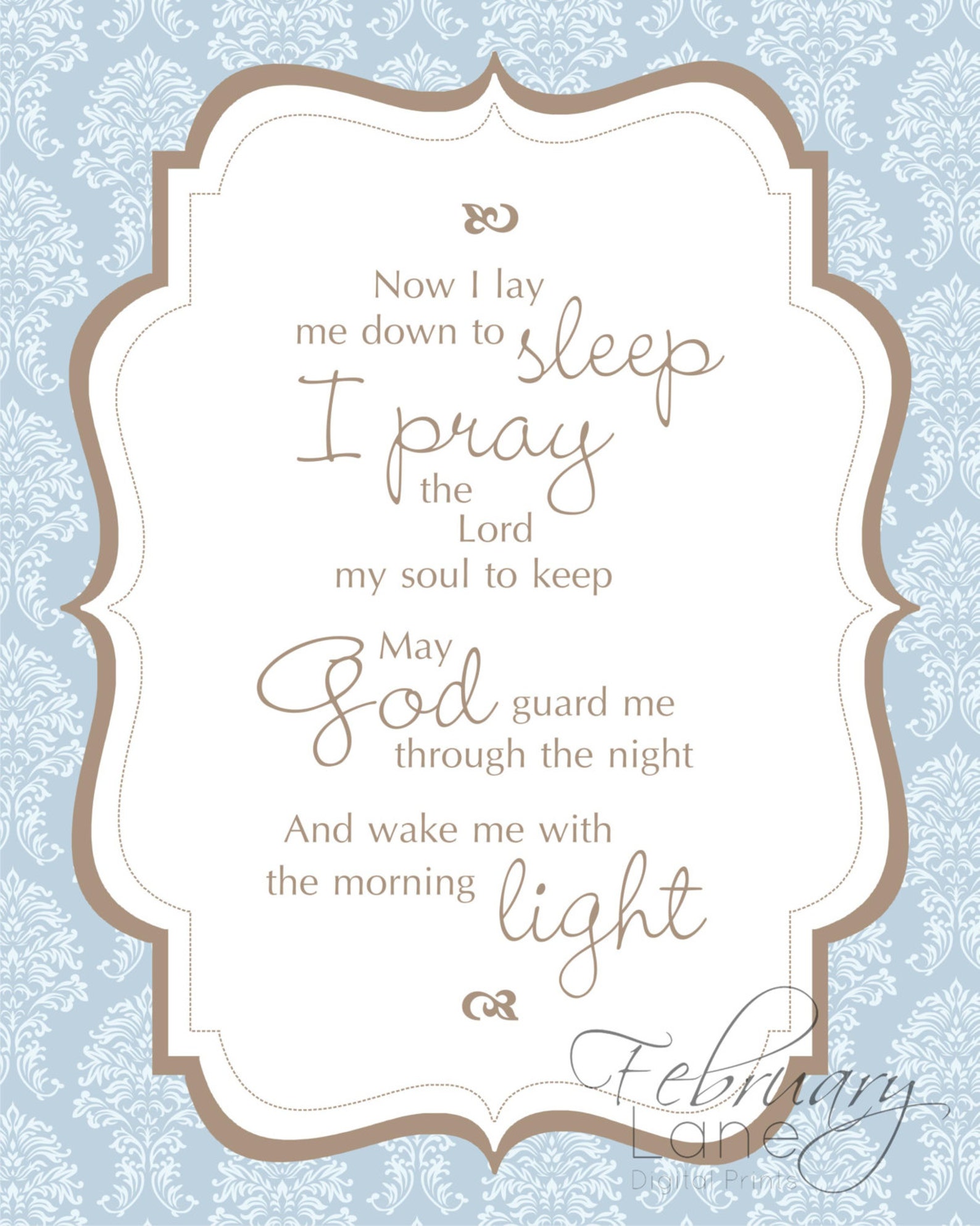 Bedtime Prayer Nursery Print 8x10 Baby Shower Gift Blue - Etsy
