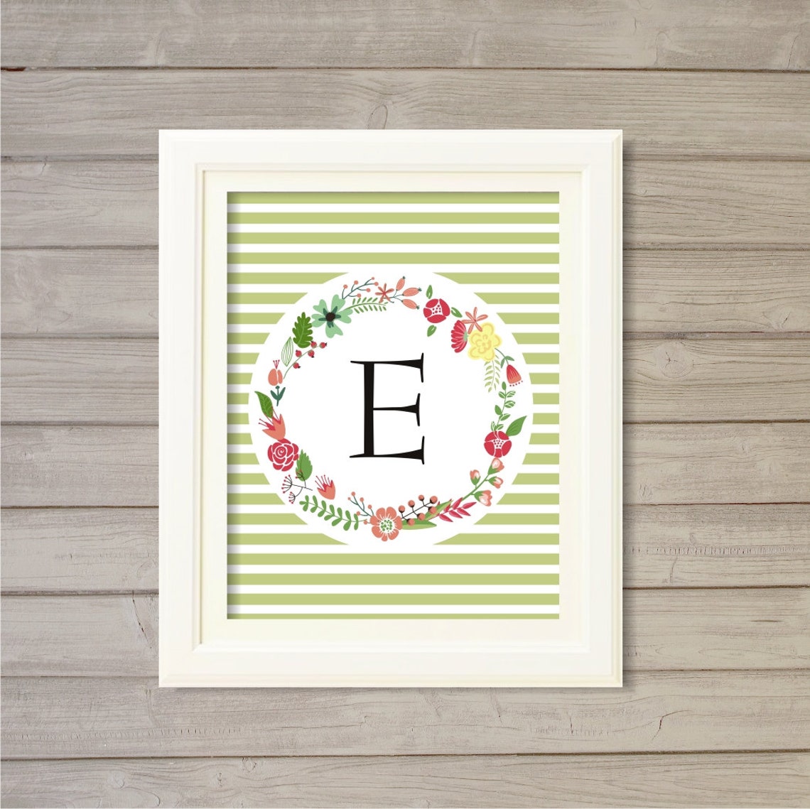 Initial "e" Monogram Wall Art Printable Instant Download - Floral ...