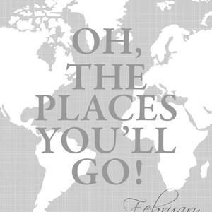 Oh, the Places You'll Go! Wall Art Printable - 8x10 - Atlas Map Travel ...