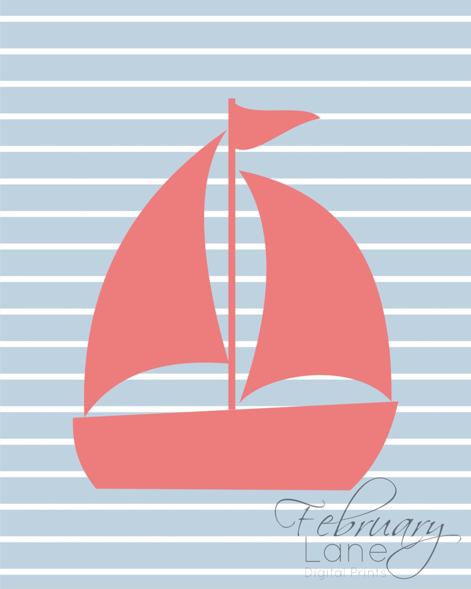 Nautical Nursery Pastels Printable Light Blue & Pink Set - Etsy