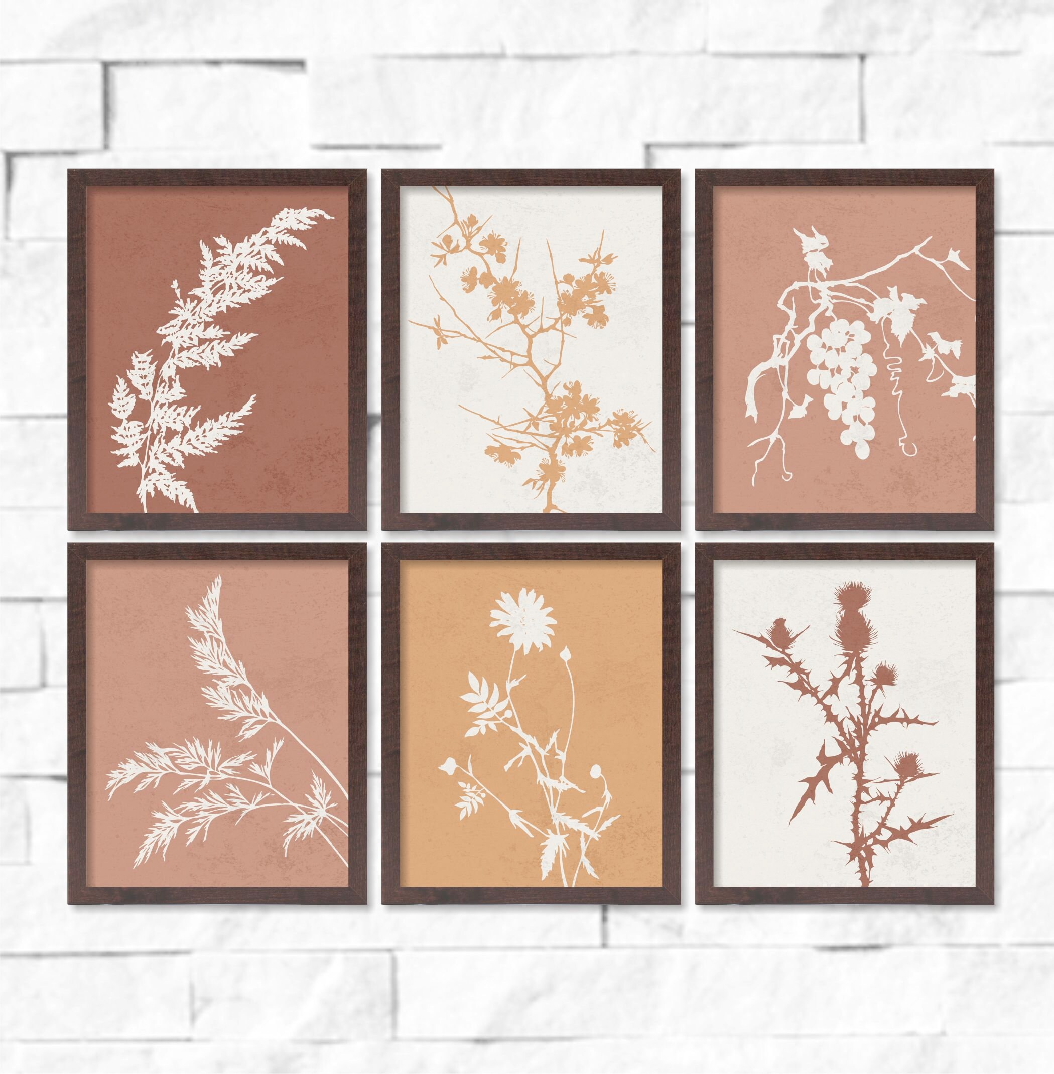 Terracotta Botanical Fern Floral Home Living Room Decor Wall | Etsy