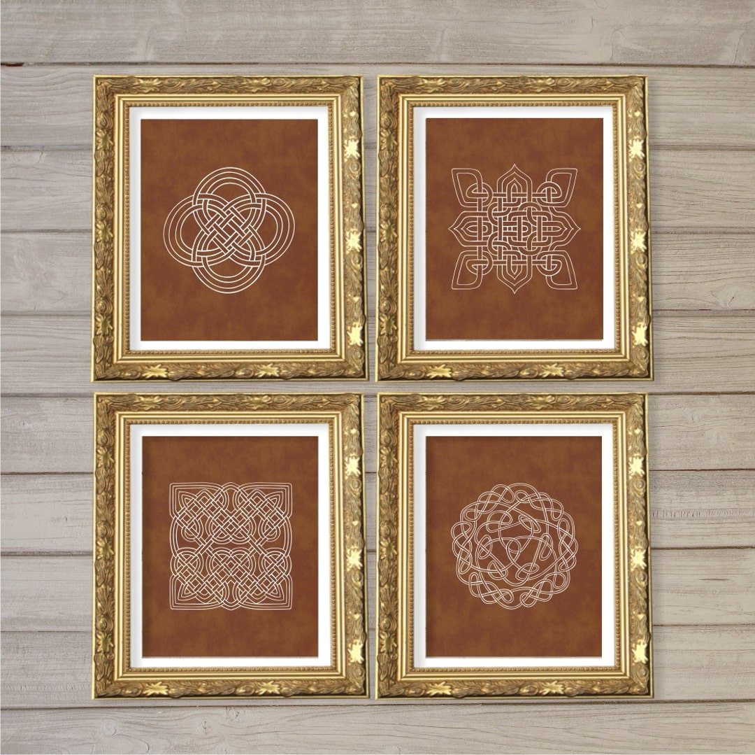 Celtic Knot Design Printable Wall Art Brown Set of 4-8x10- Instant ...